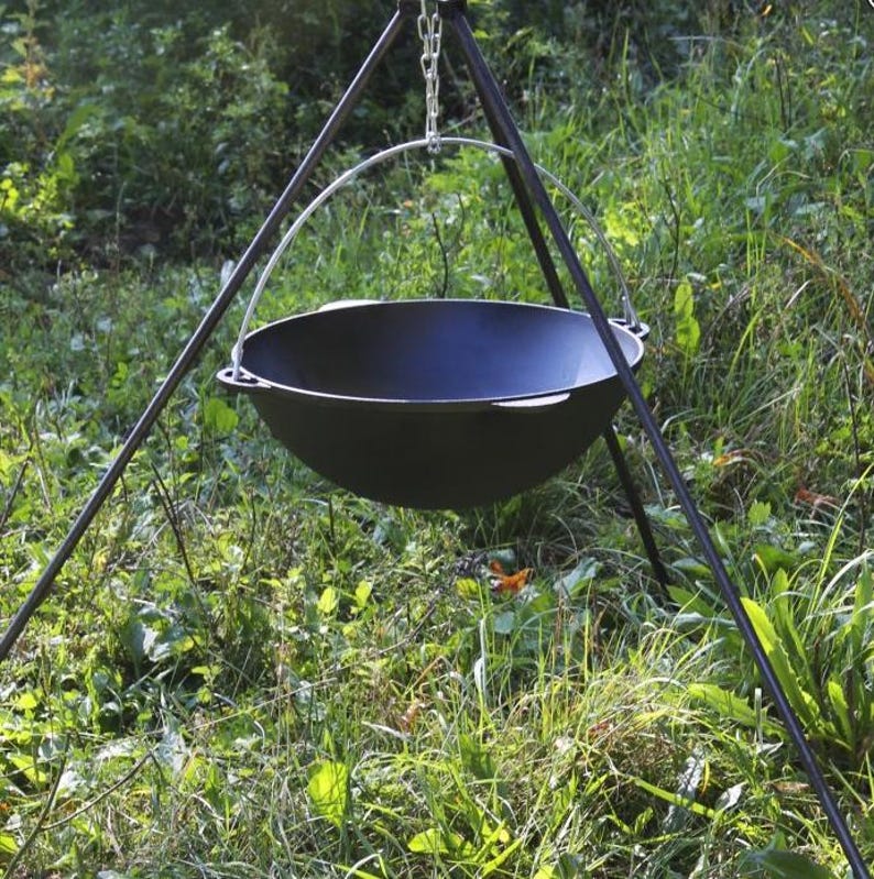 Heavy-duty 1.58 Gallon Cooking Cauldron, Kazan With Hanging Handle for ...