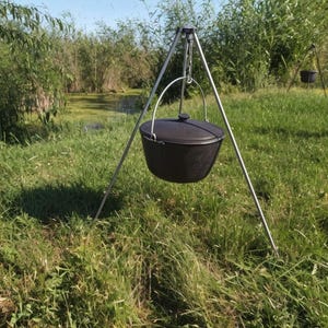 8L Heavy-duty Cast Iron Tourist Kazan Pot With Lid, Outdoor Cast Iron ...