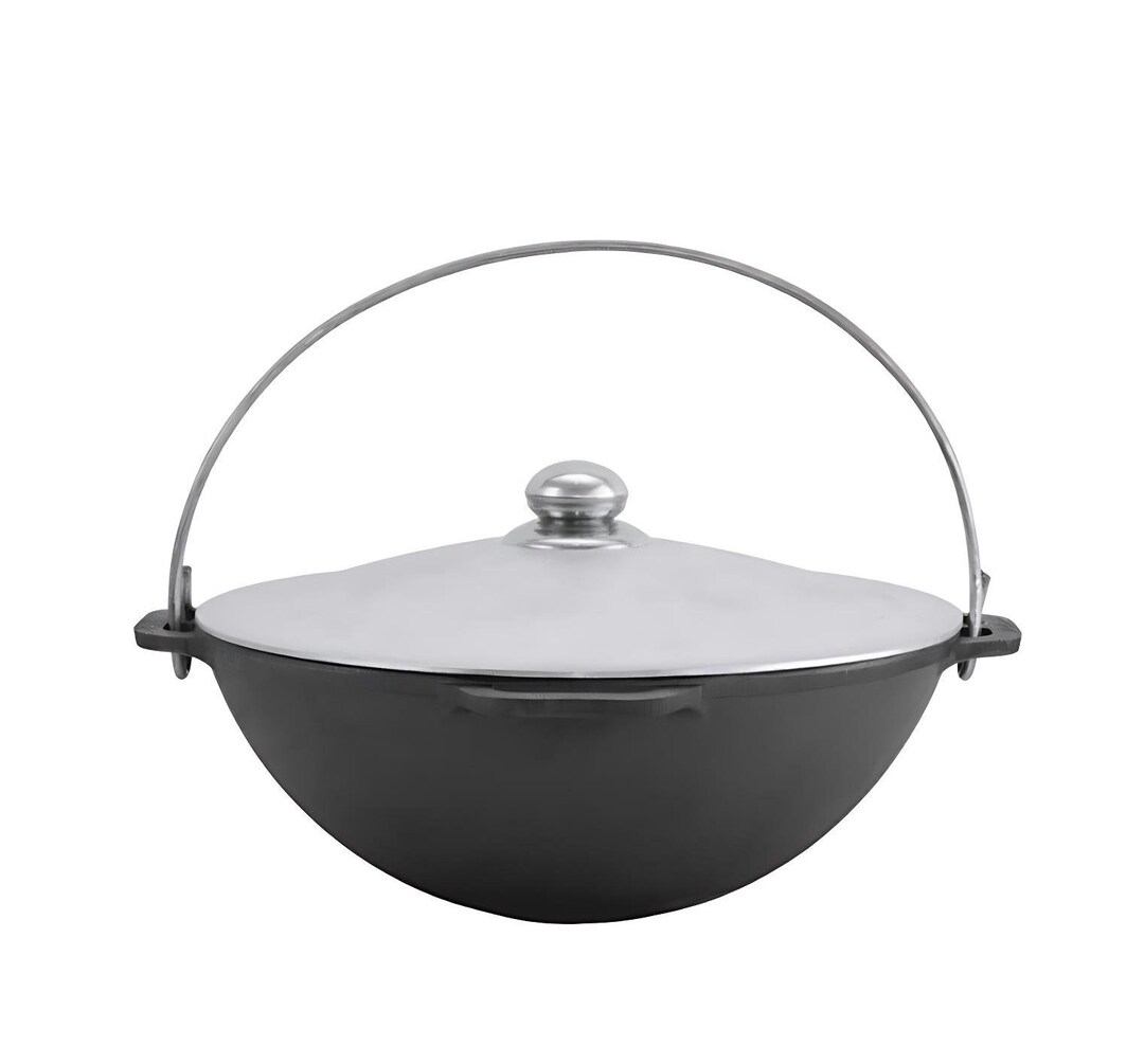 Cast Iron Asian Cooking Cauldron 4L, Durable Kazan With Aluminum Lid ...