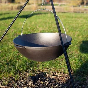 Cast Iron Cauldron With Hanging Handle for Open Fire Cooking, Cooking ...