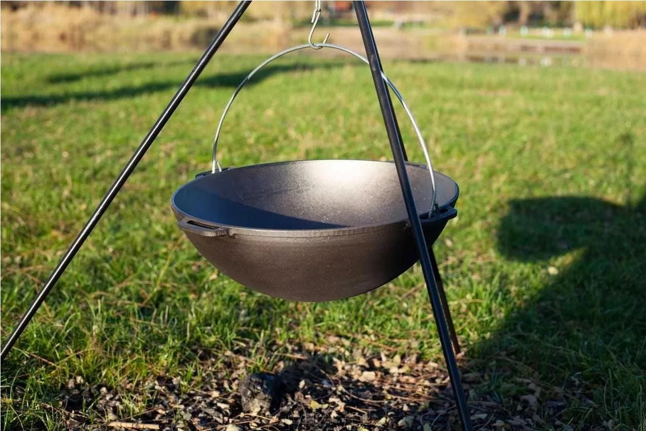 Cast Iron Cauldron With Hanging Handle for Open Fire Cooking, Cooking ...