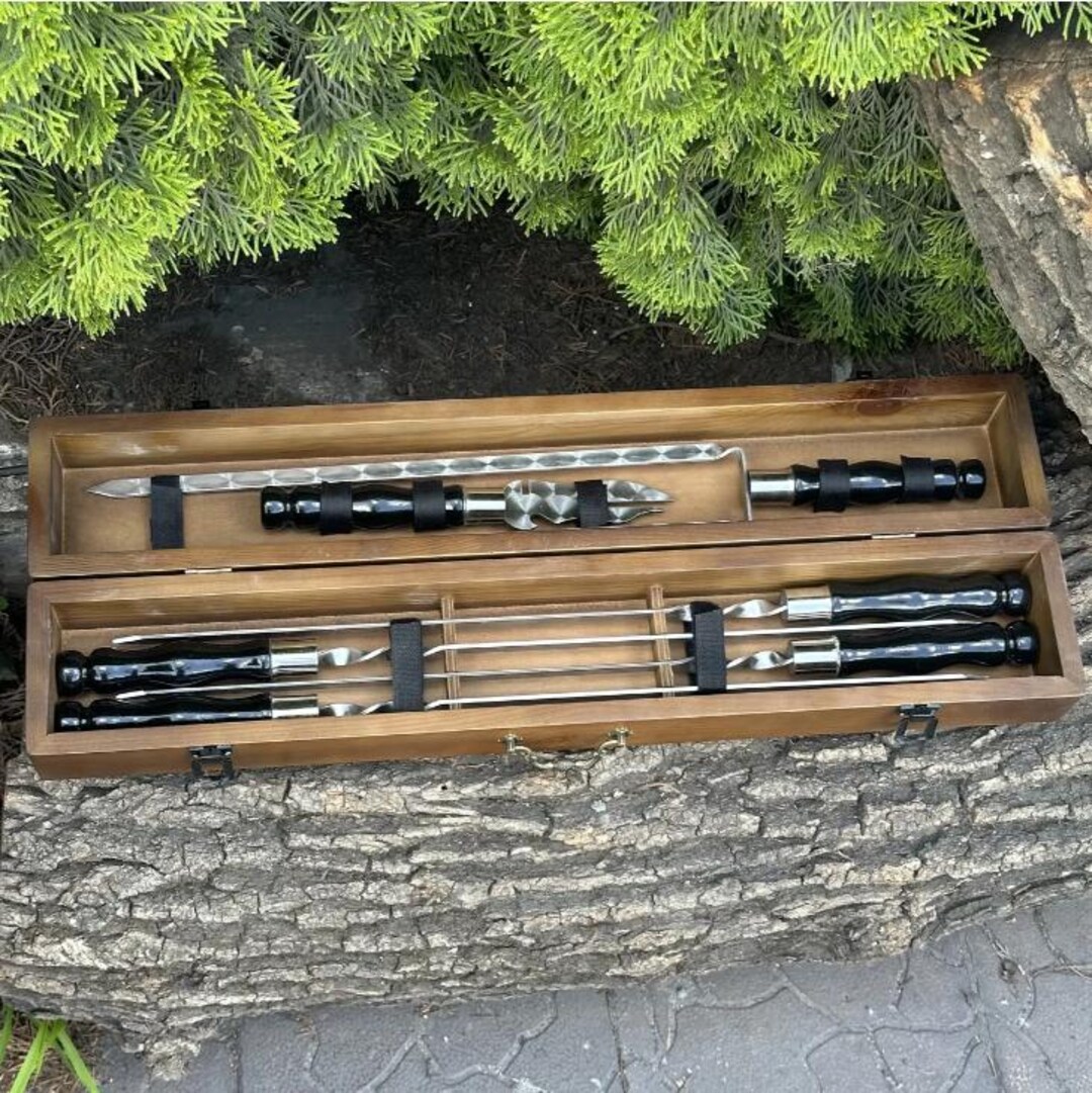 BBQ Grill Set, Outdoor Barbecue Skewers Kit, Portable Grilling Tools ...