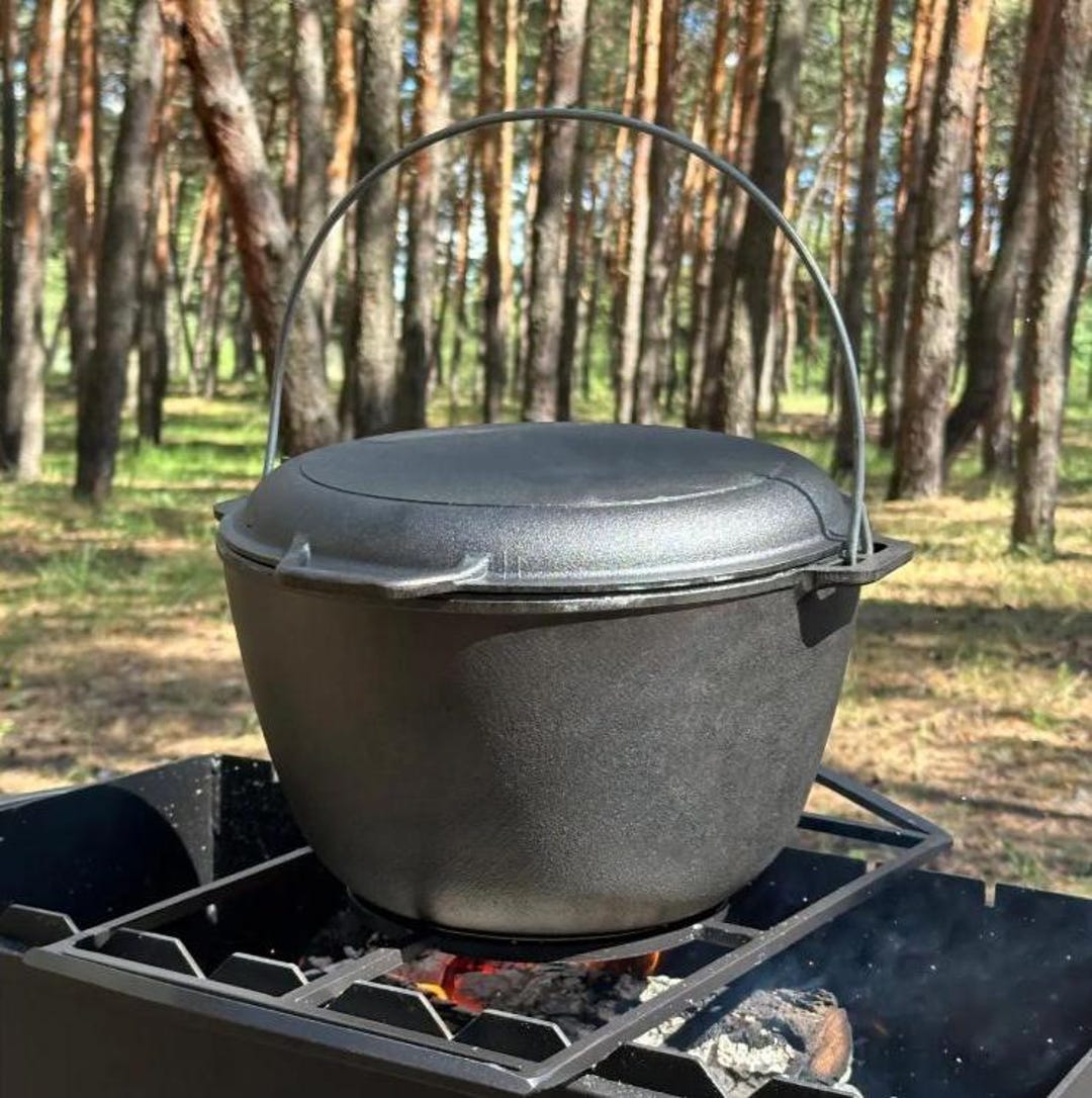 Portable Camping Cookware 10L, Cast Iron Cooking Cauldron, Kazan With ...