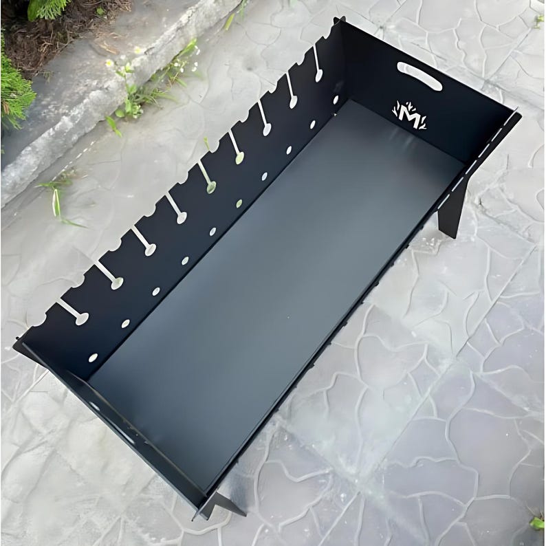 Camp Grill for 10 Skewers, Portable Fire Pit Grill, Camping Flat Fire ...