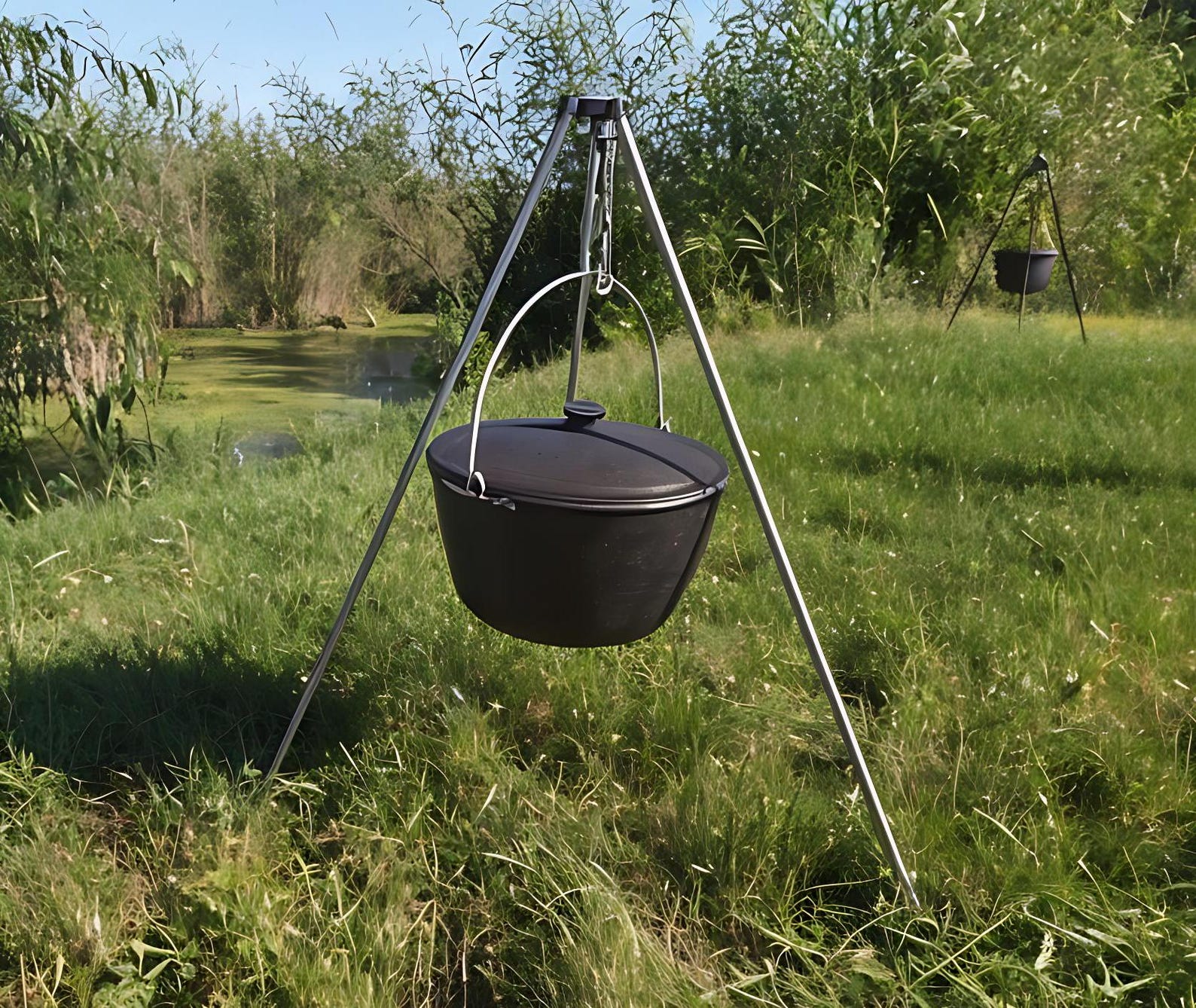 8L Heavy-duty Cast Iron Tourist Kazan Pot With Lid, Outdoor Cast Iron ...