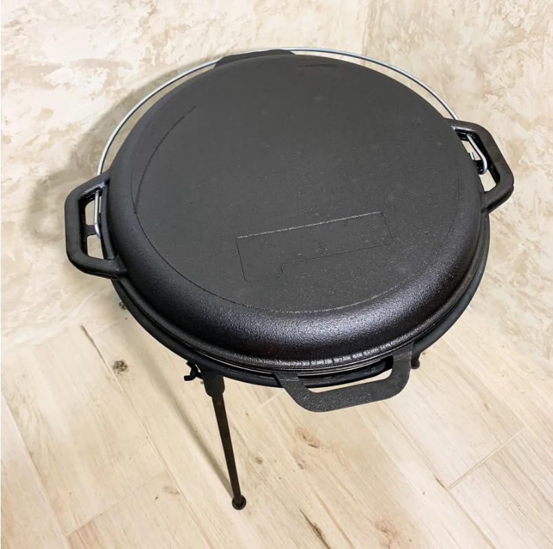 2-in-1 Set of Cooking Cauldron With Grill Pan Lid, Dual-function Lid ...