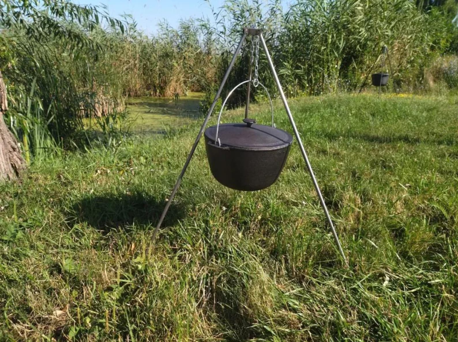 8L Heavy-duty Cast Iron Tourist Kazan Pot With Lid, Outdoor Cast Iron ...