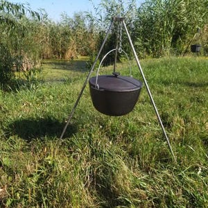 8L Heavy-duty Cast Iron Tourist Kazan Pot With Lid, Outdoor Cast Iron ...