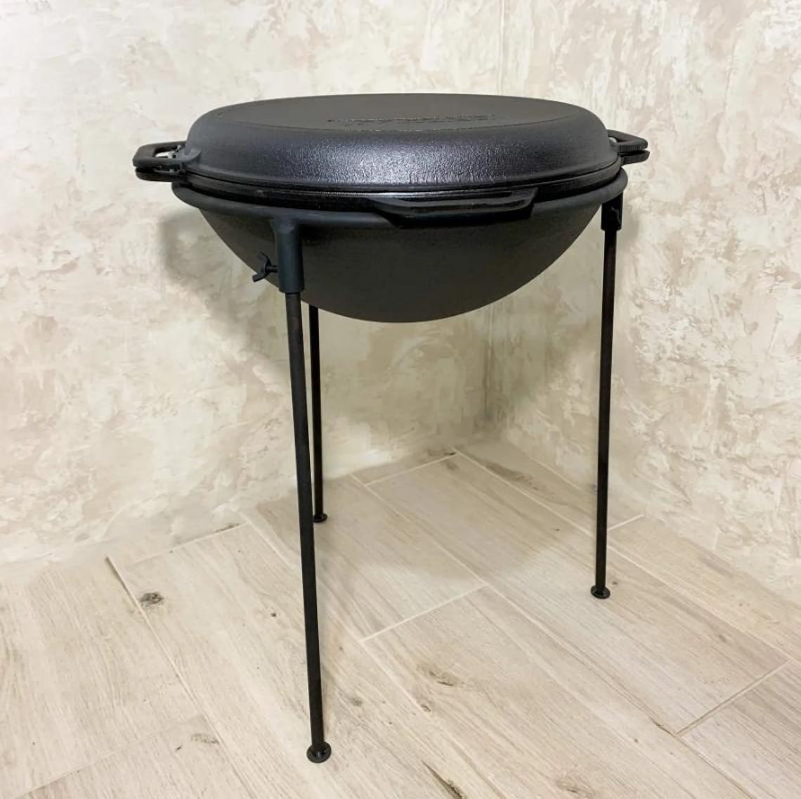 2-in-1 Set of Cooking Cauldron With Grill Pan Lid, Dual-function Lid ...