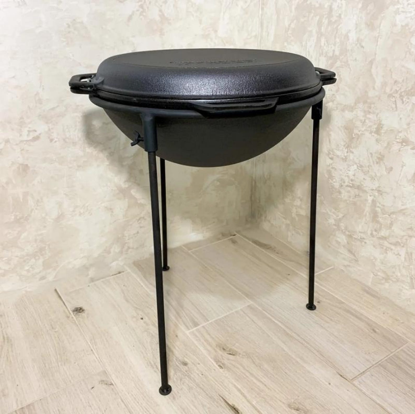 2-in-1 Set of Cooking Cauldron With Grill Pan Lid, Dual-function Lid ...