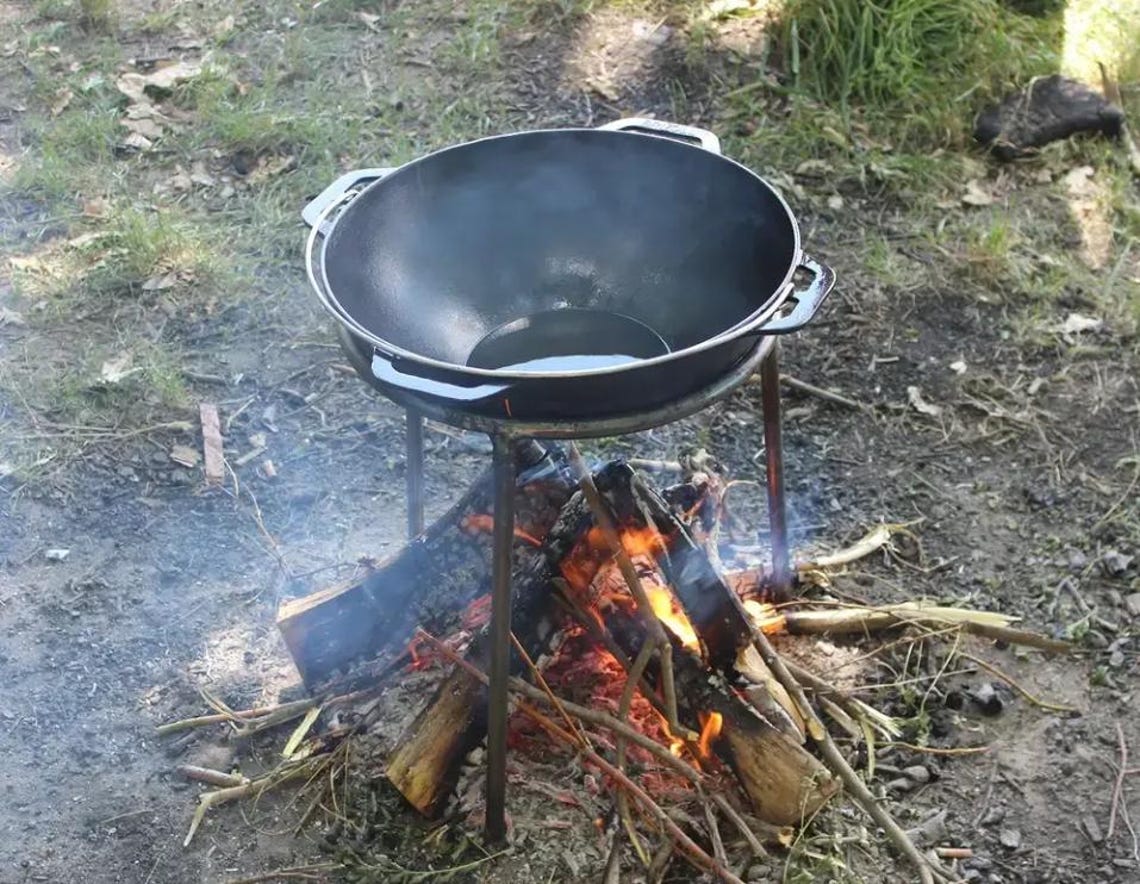 Cast Iron Cauldron With Hanging Handle for Open Fire Cooking, Cooking ...