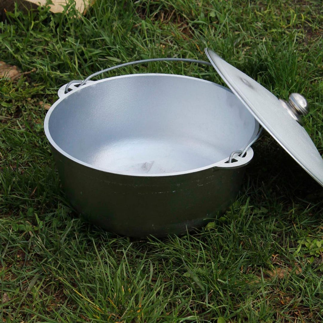 Portable Aluminum Camping Cauldron With Lid 6L, Lightweight Cooking Pan ...