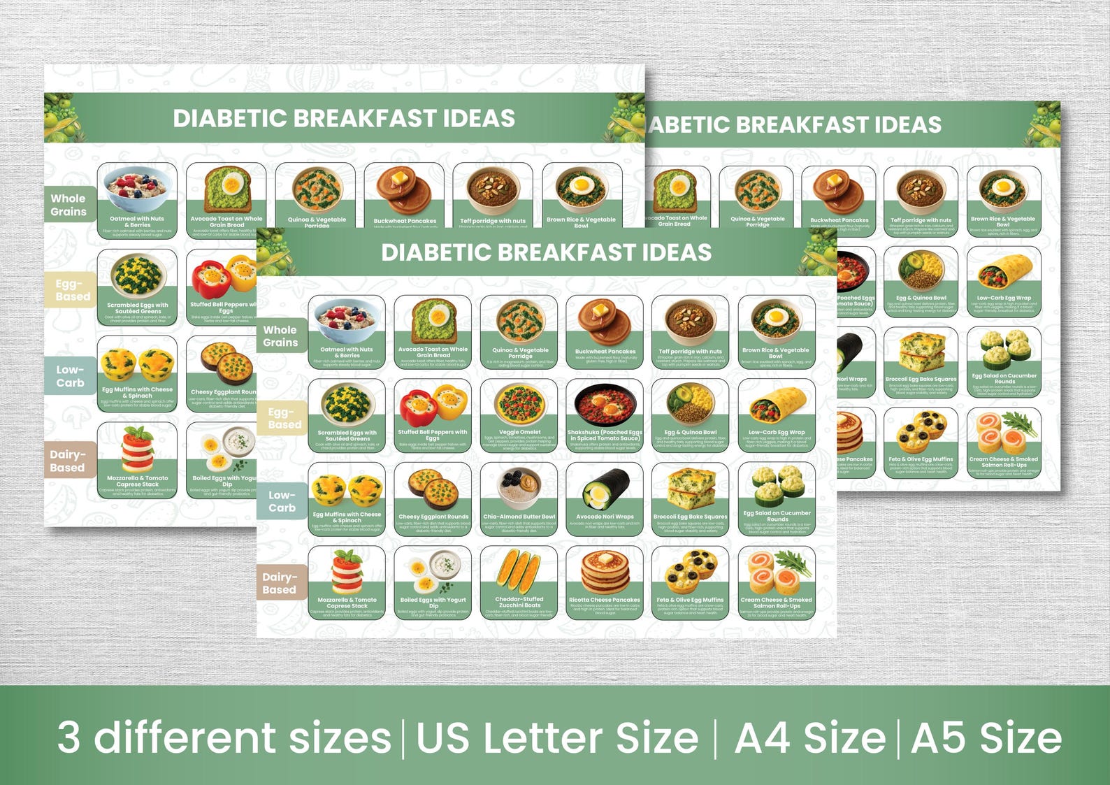 Diabetic Breakfast Ideas Printable: Low GI, Low Sugar Meal Plan (PDF ...