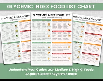 Glycemic Index Food List: Diabetic Meal Planner & Low GI Guide (PDF Downloadable Printable Chart ...