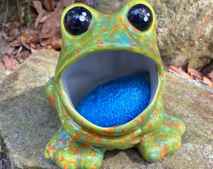 Frog, Ceramic, Kitchen Scrubby Holder, Sponge Holder, Sos Pad Holder ...