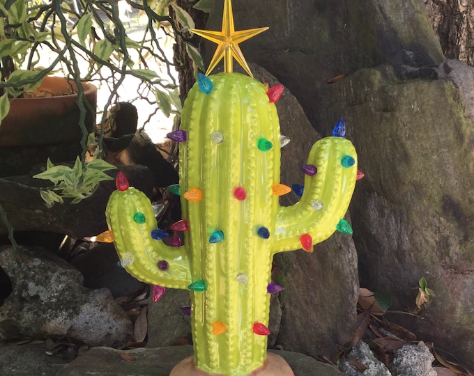 Christmas Cactus, Lighted Christmas Tree, Ceramic, Saguaro, Cactus ...