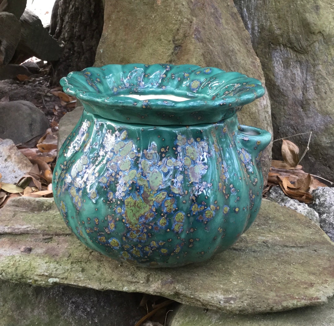 African Violet Pot, Fluted, Green, Jade, Copper, Self Watering, Modern ...