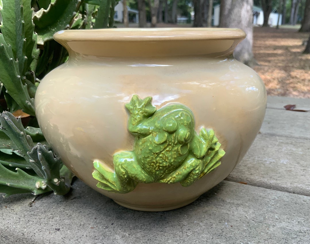 Planter, Pot, Frog, One Frog Planter, Ceramic, Handmade, Garden, Drain ...