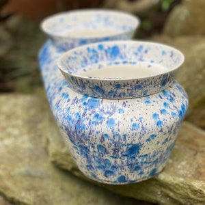 White Blue Cobalt Double African Violet Pot, Self Watering, Ceramic ...