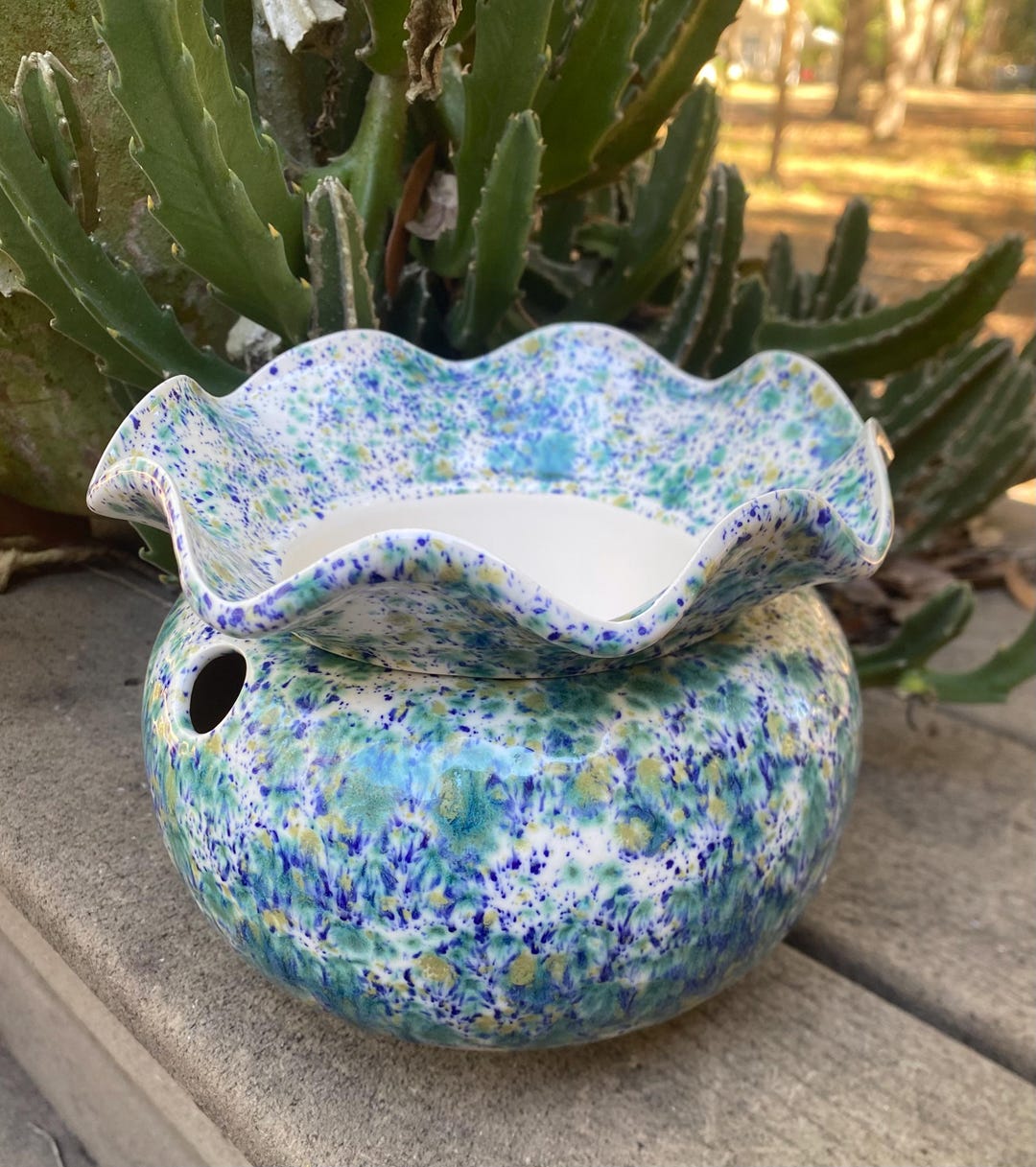 African Violet Pot, Planter, Self Watering, Ceramic, Cobalt, Blue ...