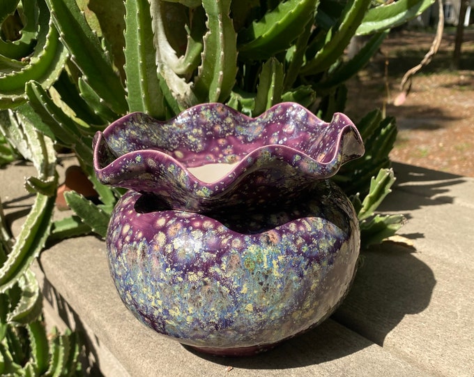 African Violet Pot, Planter, Self Watering, Ceramic, Purple, Sage ...