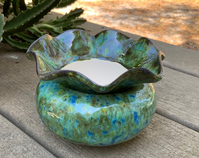 African Violet Pot, Planter, Self Watering, Jade, Green, Blue, Ruffled ...