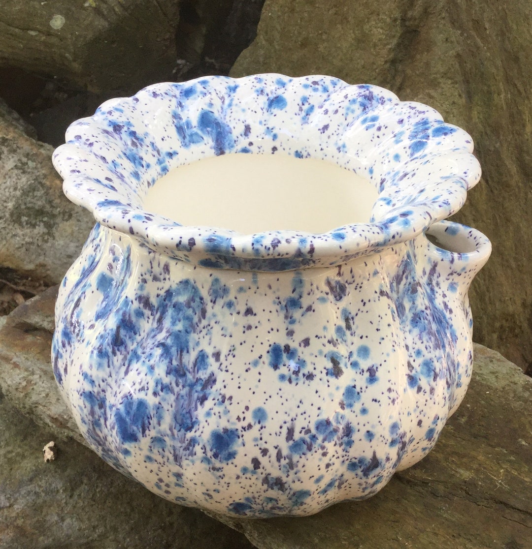 African Violet Pot, Fluted, Cobalt, Blue, White, Drippy, Self Watering ...