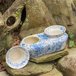 White Blue Cobalt Double African Violet Pot, Self Watering, Ceramic ...