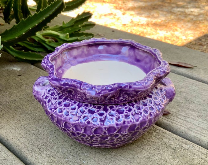 African Violet Planter, Pot, Self Watering, Lace, Amethyst, Purple ...