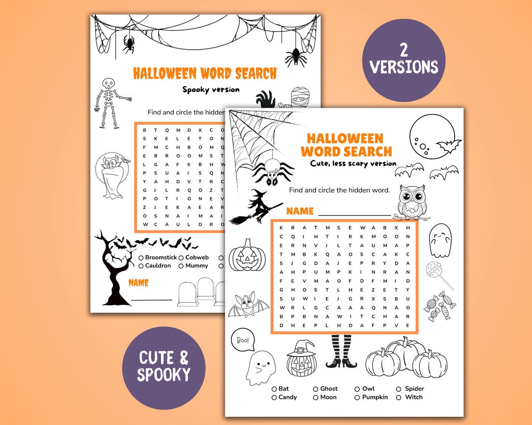 Cute & Spooky Halloween Word Search - Printable PDF Activity Sheet ...