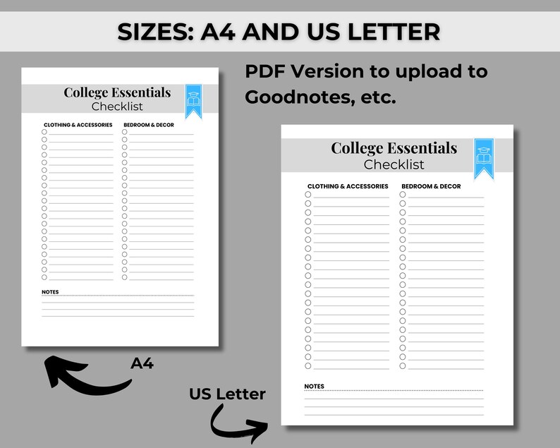 Editable Dorm Room Moving Checklist, College Packing List Printable ...
