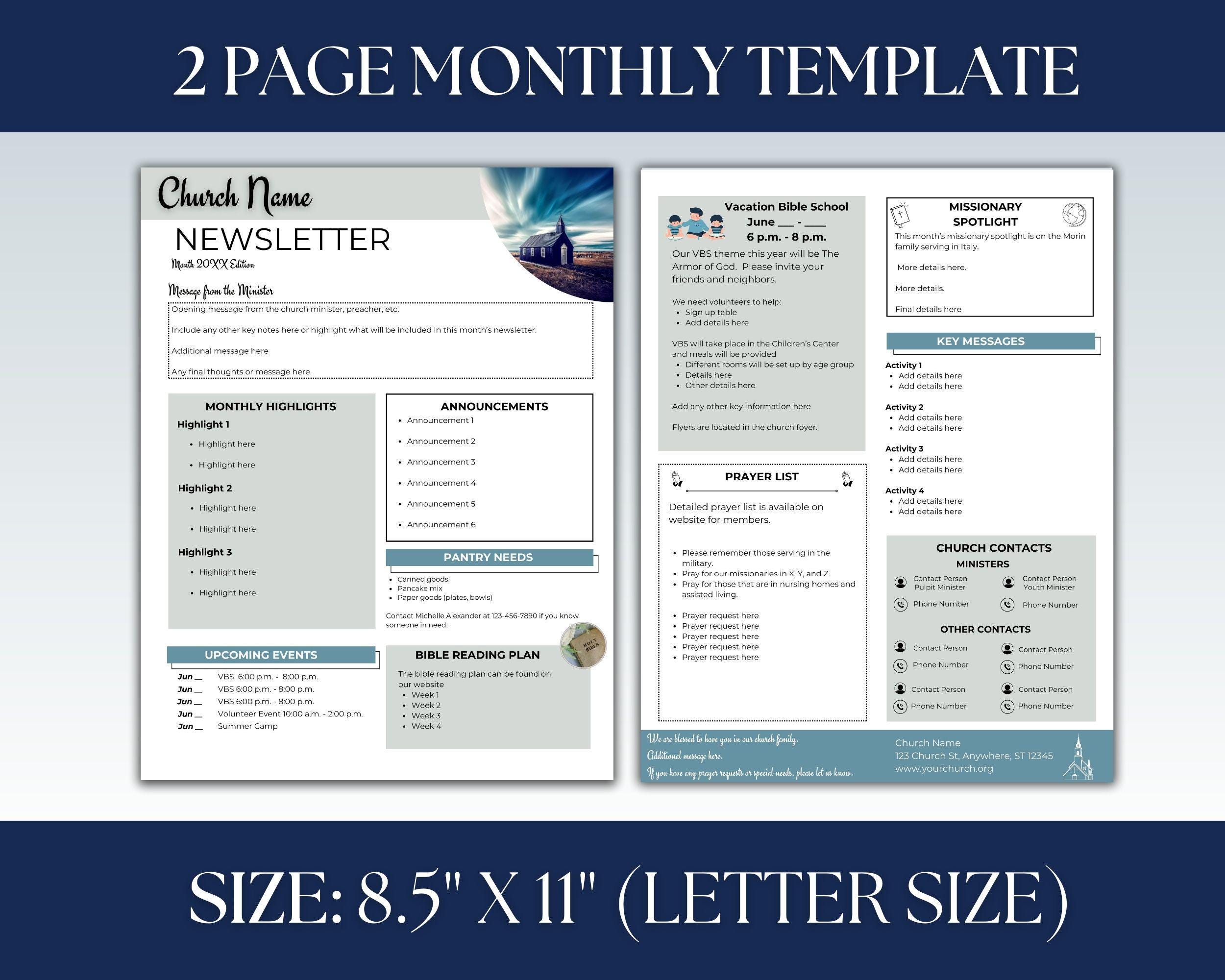 Editable Church Newsletter Template, Flyer Template, Church Bulletin ...
