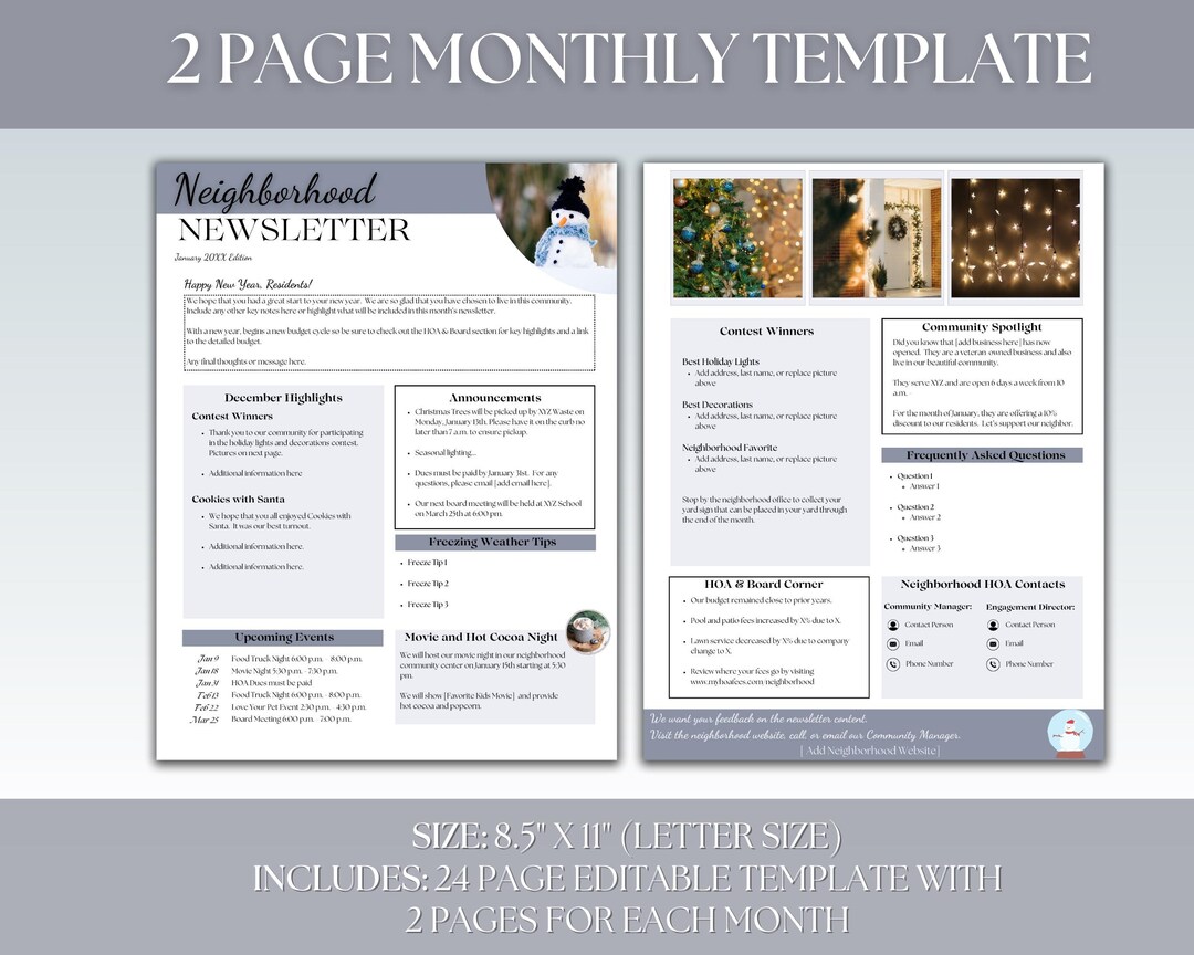 Editable Newsletter Template - Canva, 24-page Bundle (digital Download ...