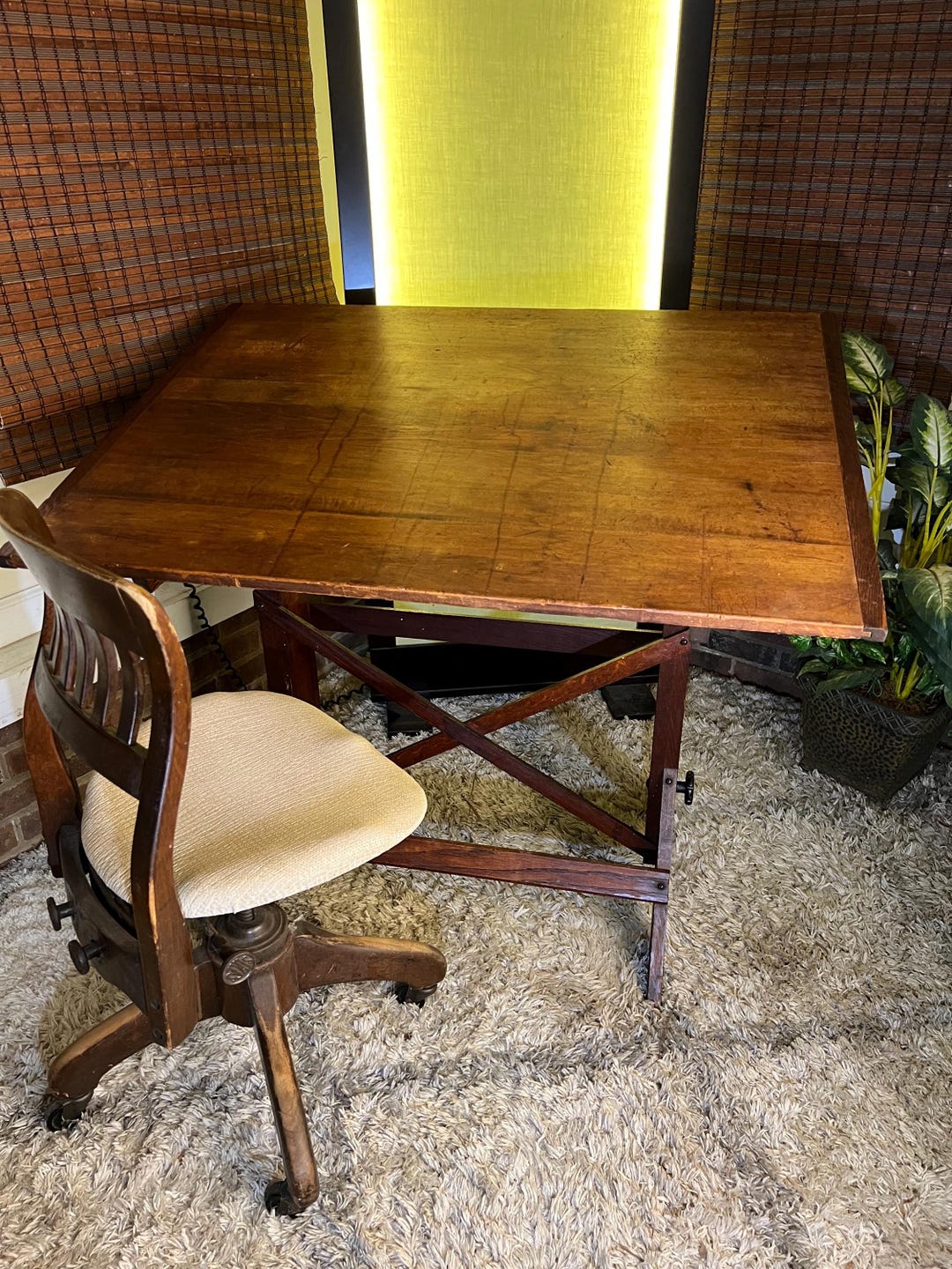 Antique Original 1920's Hamilton MFG Co. Two Rivers Oak Drafting Table ...