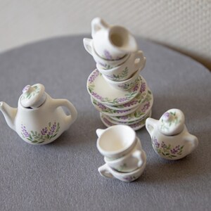 Charming Lavender Tea Set, 1:12 Miniature - Etsy