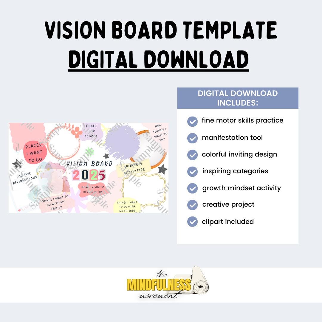 Vision Board Template for Kids Printable Goal-setting Tool for ...
