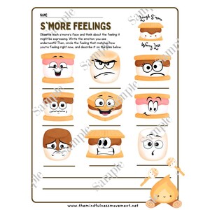 S'more Feelings SEL Worksheet Digital Download for Mindfulness ...
