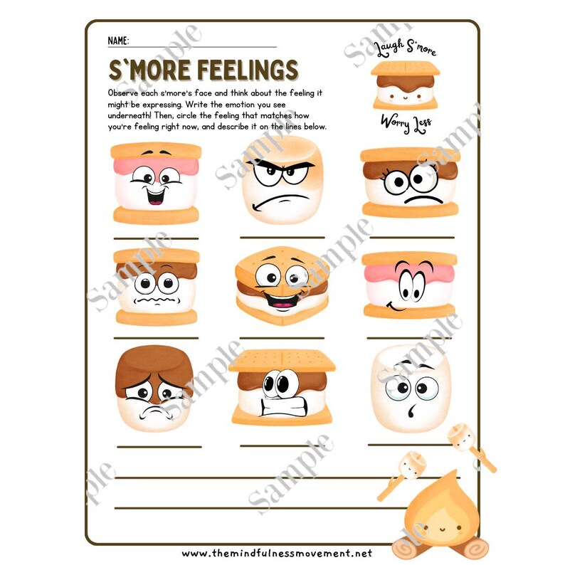 S'more Feelings SEL Worksheet Digital Download for Mindfulness ...