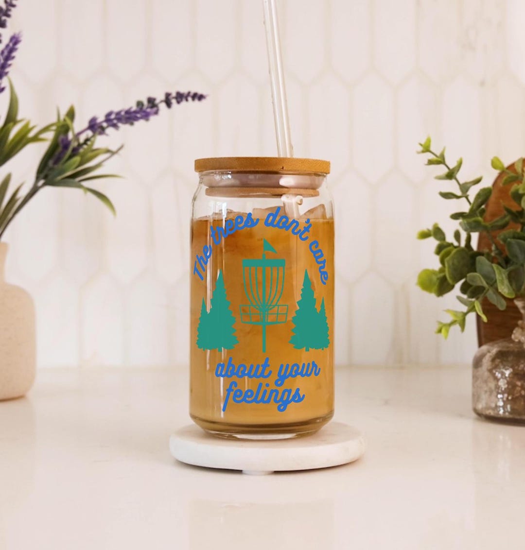 Disc Golf Funny Frisbee Golf Glass Tumbler Iced Coffee Sipper Glass ...