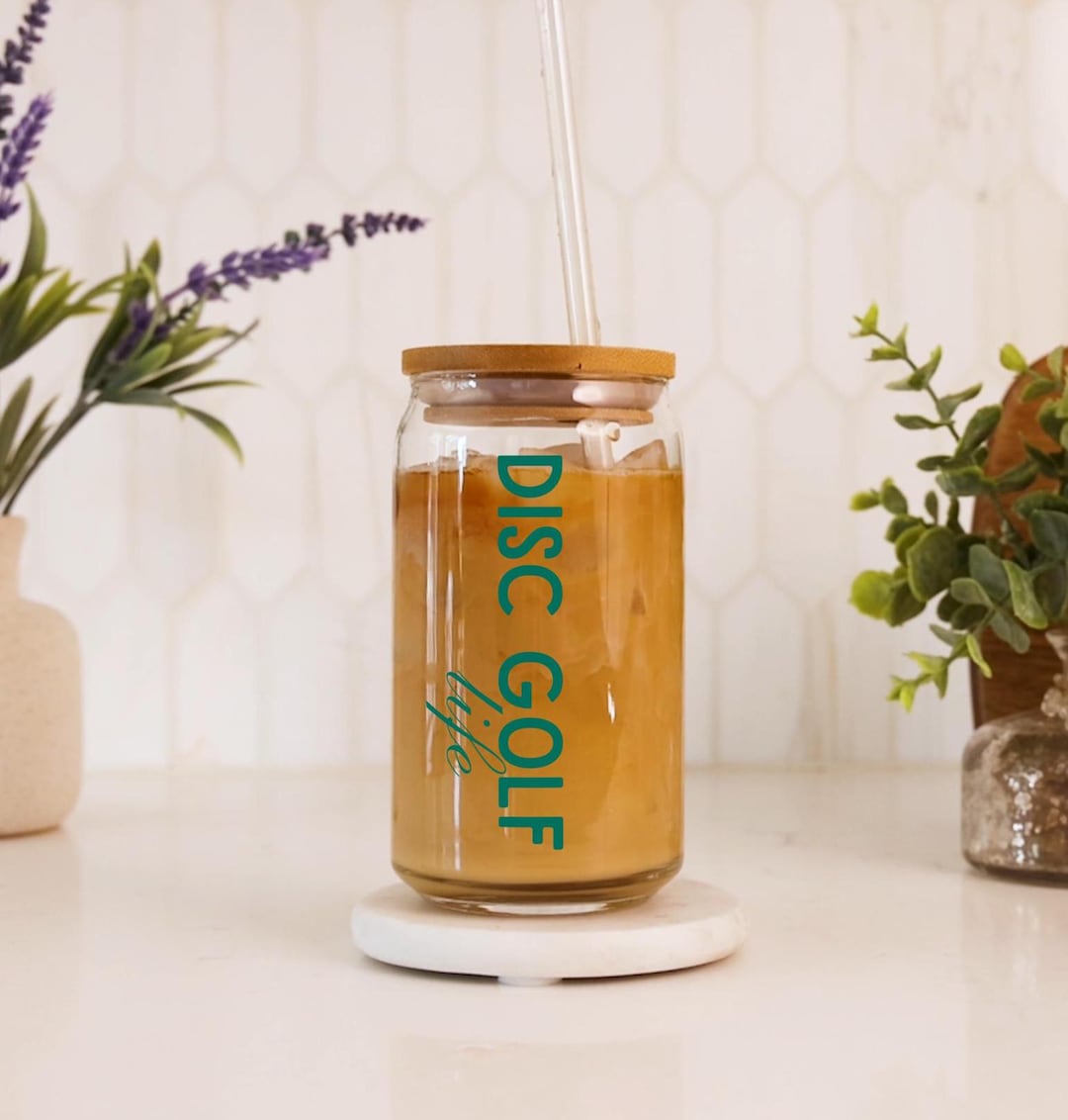 Disc Golf Life Glass Tumbler With Bamboo Lid & Straw - Etsy