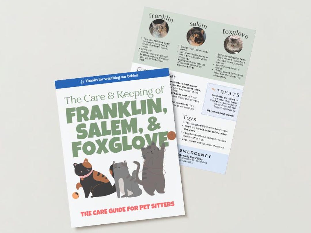 The Care & Keeping of Your Kitty: Printable Care Instructions Sheet for ...