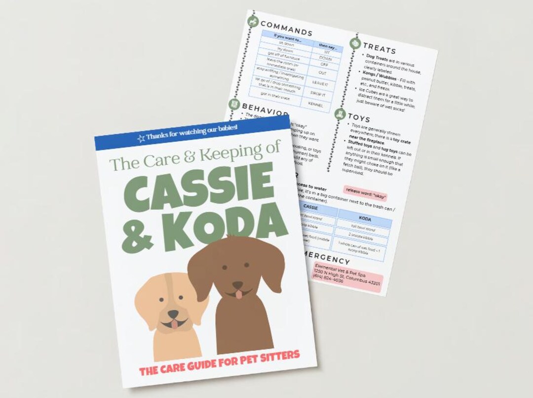 The Care & Keeping of Your Puppy: Printable Care Instruction Sheet for ...