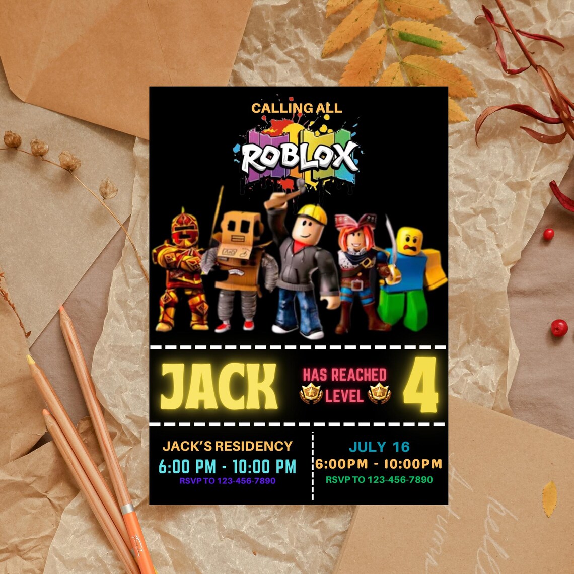 Editable Roblox Birthday Invitation – Canva Template – Kids Party ...