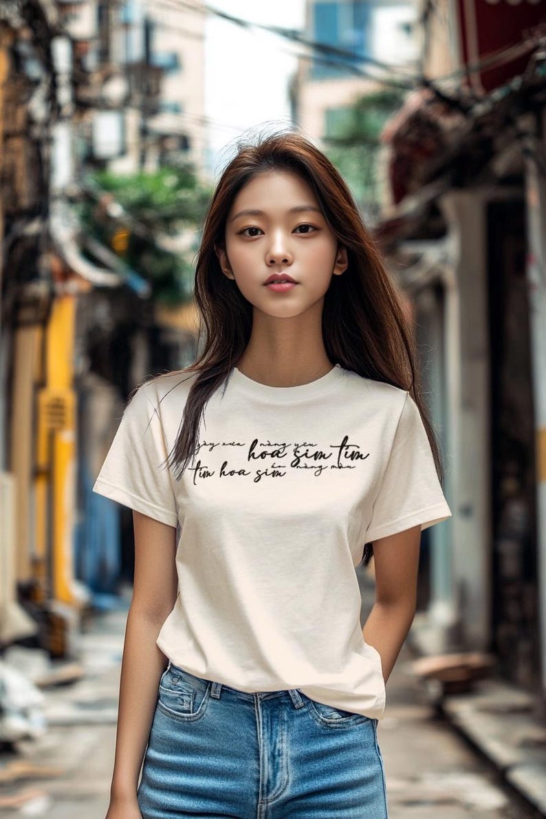 VIETNAMESE CALLIGRAPHY Soft Cotton Unisex T-shirt, Couple Shirts ...