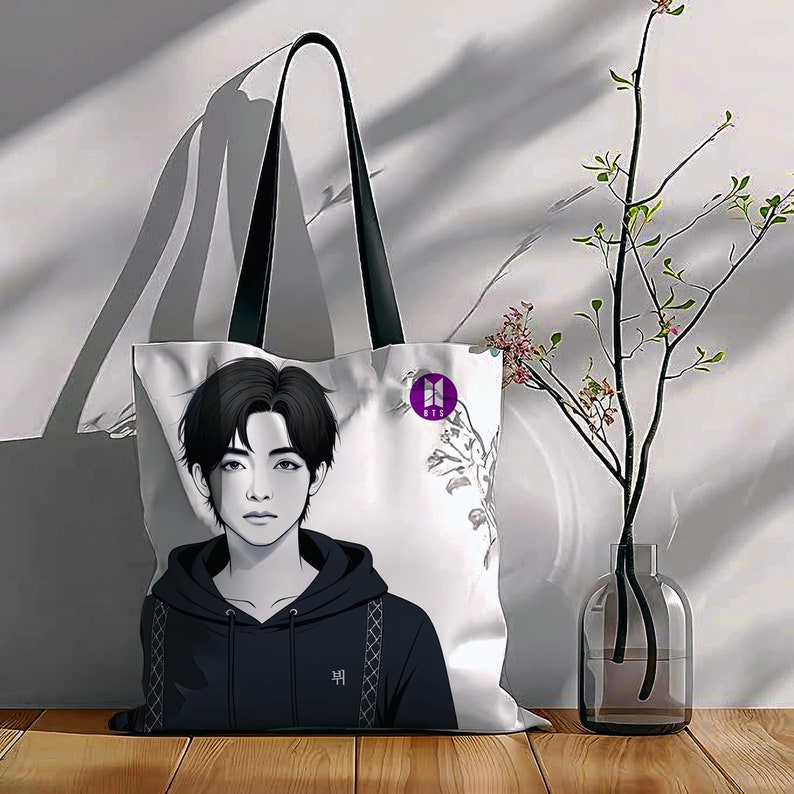 BTS V Tote Bag – Kim Tae-hyung Premium Print Double-sided Canvas Bag ...