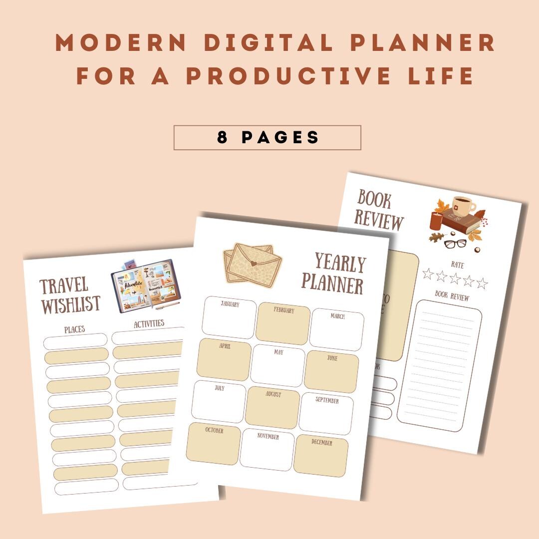 Modern Digital Planner for a Productive Life - Yearly, Monthly, Weekly ...