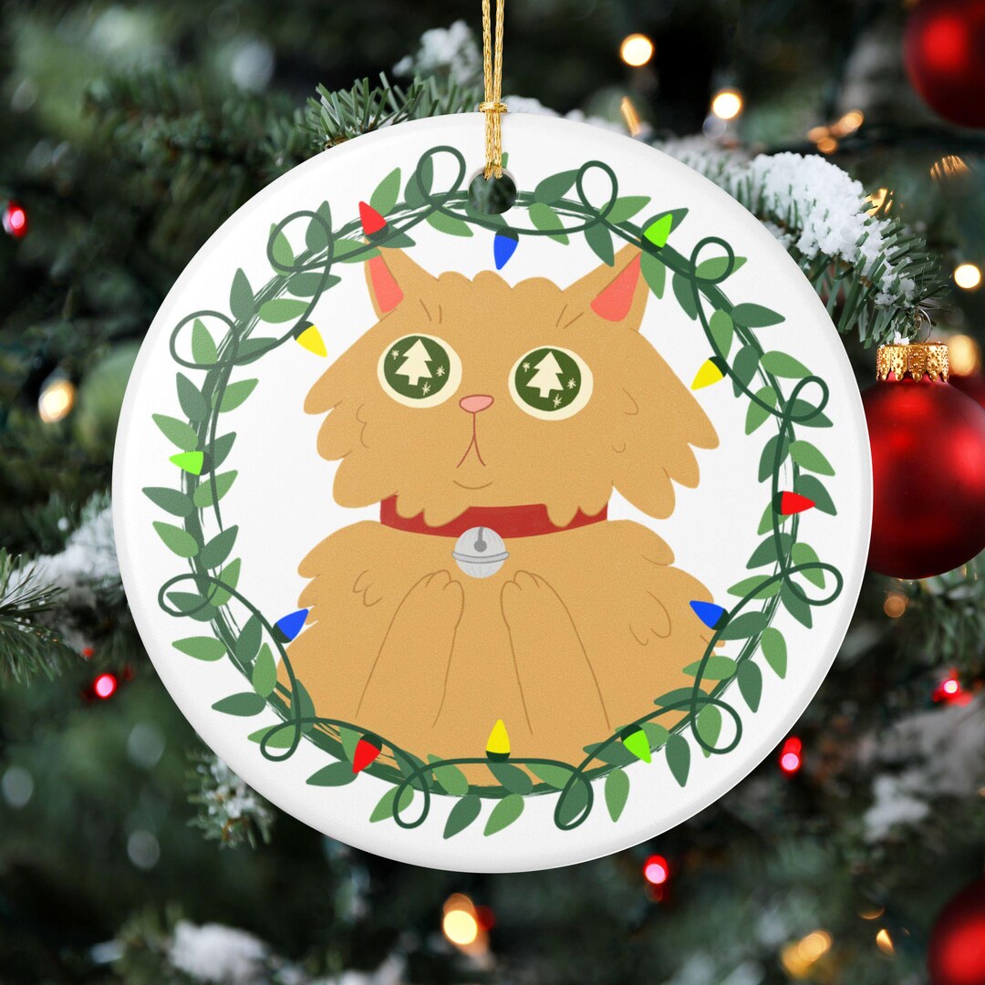 Cute Orange Cat Christmas Ornament, Fluffy Kitty Holiday Stocking ...