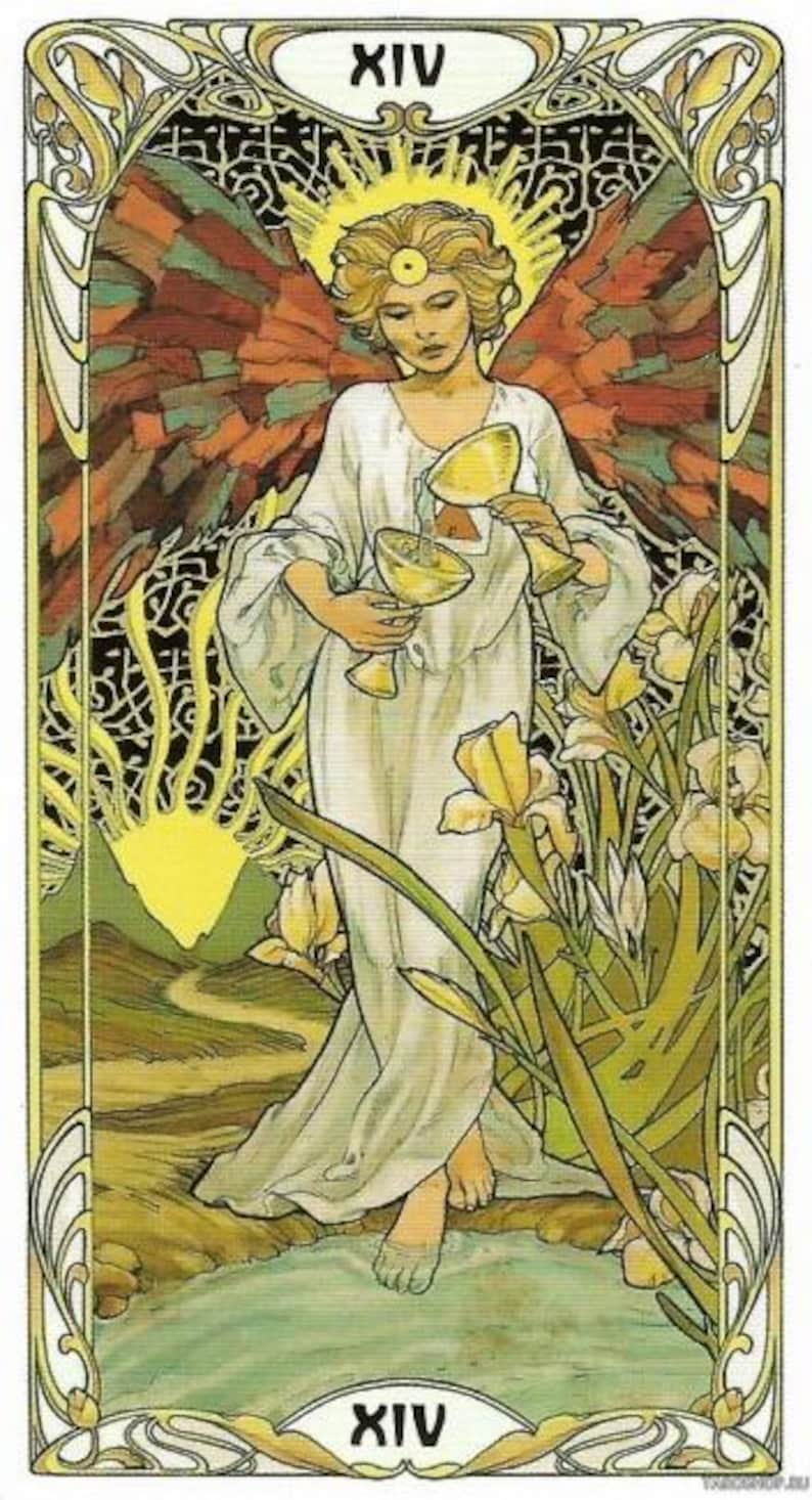 Golden Art Nouveau Tarot Deck 78 Cards Lo Scarabeo Instruction 5 ...