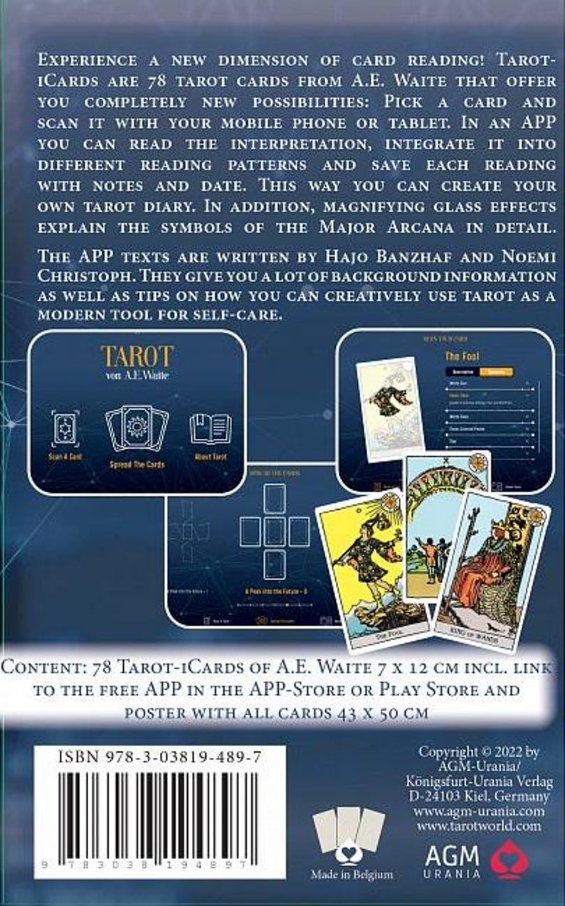 Tarot of A.E. Waite Icards AGM 78 Cards+instruction Interactive Deck ...