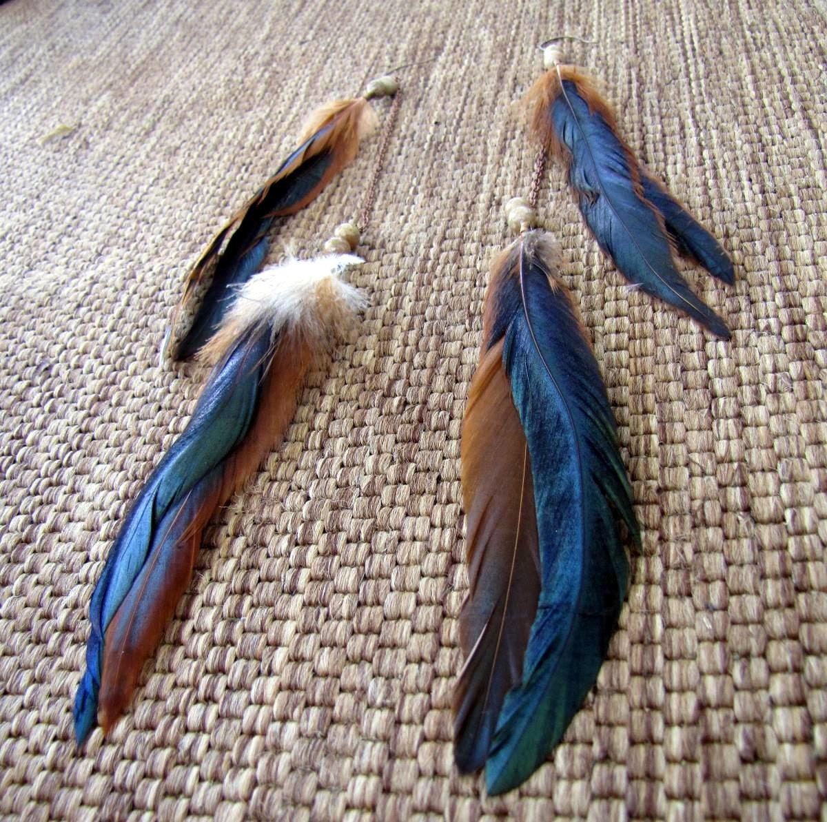 Extra Long Feather Earrings Black and Brown Feather Earrings | Etsy